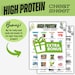 High Protein Food List Cheat Sheet, Printable PDF Grocery List, Meal ...
