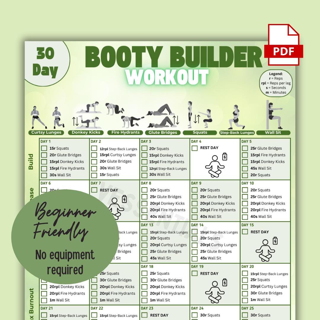 30 Day Booty Workout Plan | Glute Guide for Toning, Lifting & Strength ...