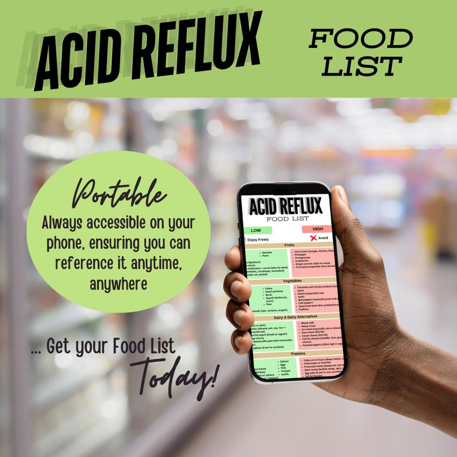 Acid Reflux Food List PDF | GERD Diet Guide Symptom Tracker | Printable ...