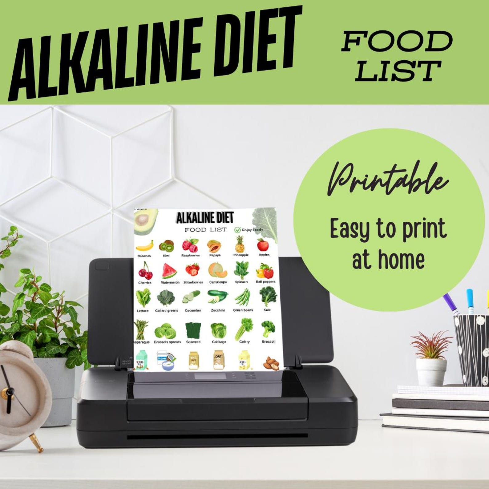 Alkaline Diet Food List, Low Acid Meal Plan, Alkaline Food Chart Poster ...