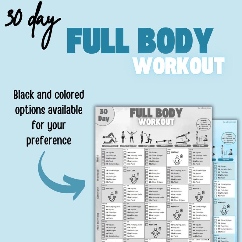 30 Day No Equipment Full Body Workout | Guide for Toning, Lifting ...