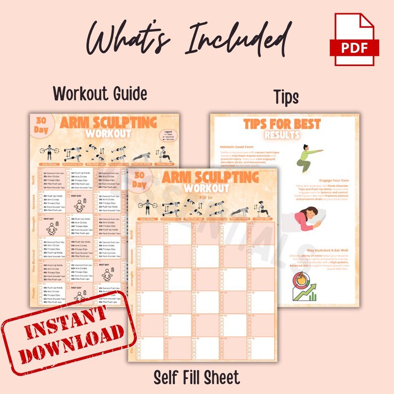 30-day Arm Sculpting Workout Plan: No Equipment (PDF) - Etsy