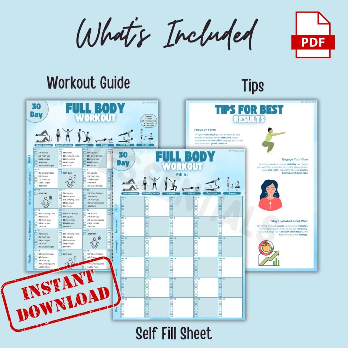 30 Day No Equipment Full Body Workout | Guide for Toning, Lifting ...