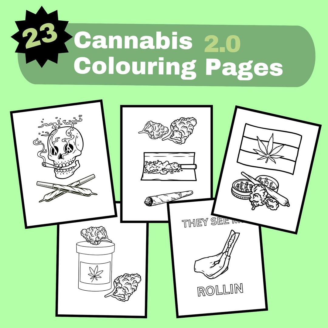 Cannabis Colouring Pages Weed Themed Colouring Pages for Adults - Etsy
