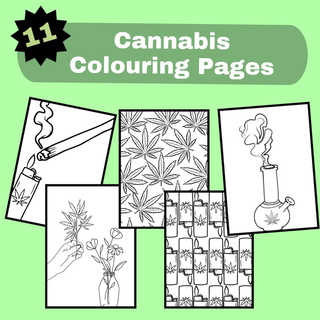 Cannabis Coloring Book for Adults | Simple Weed Coloring Pages | Gift ...