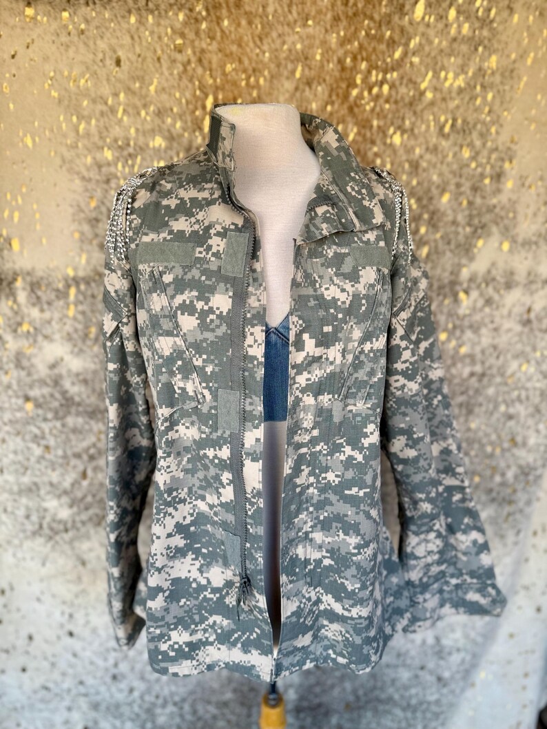 Upcycled Army Digital Camo Jacket With Embellishments – Reworked ...