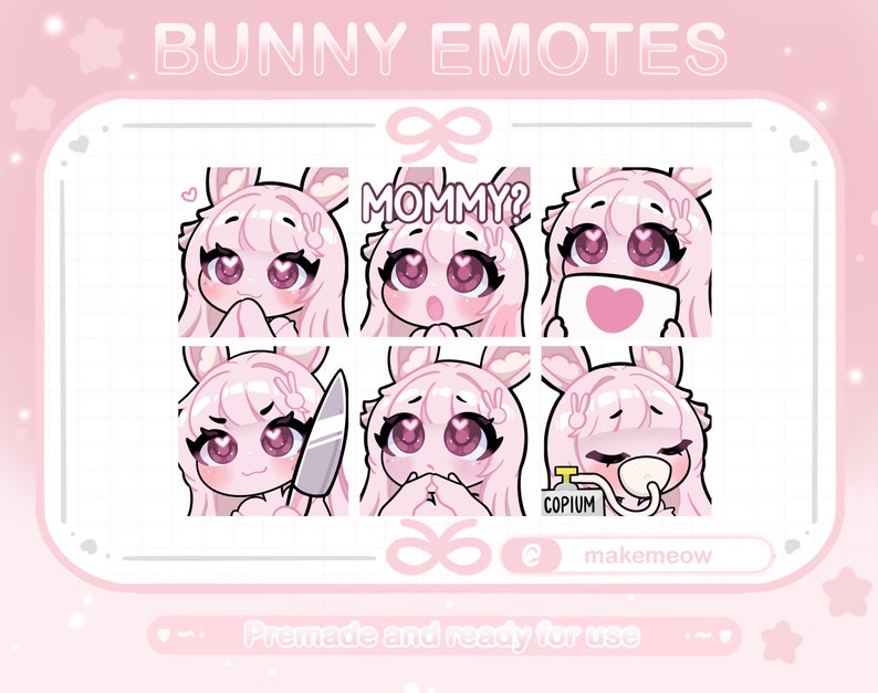Bunny Girl Kawaii Emote Pack / Twitch & Discord / Cute, Pretty, Pink ...