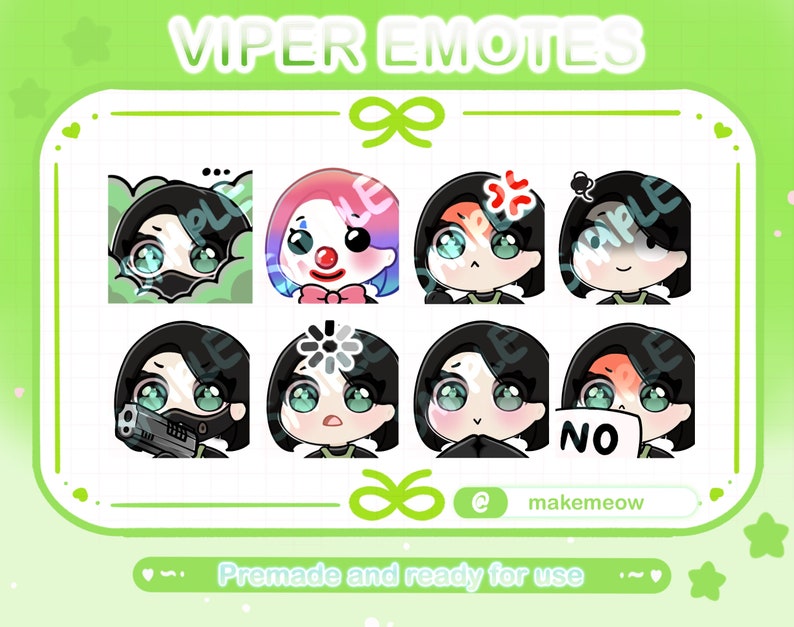 Viper Valorant Kawaii Emote Pack / Twitch & Discord / Cute, Pretty ...