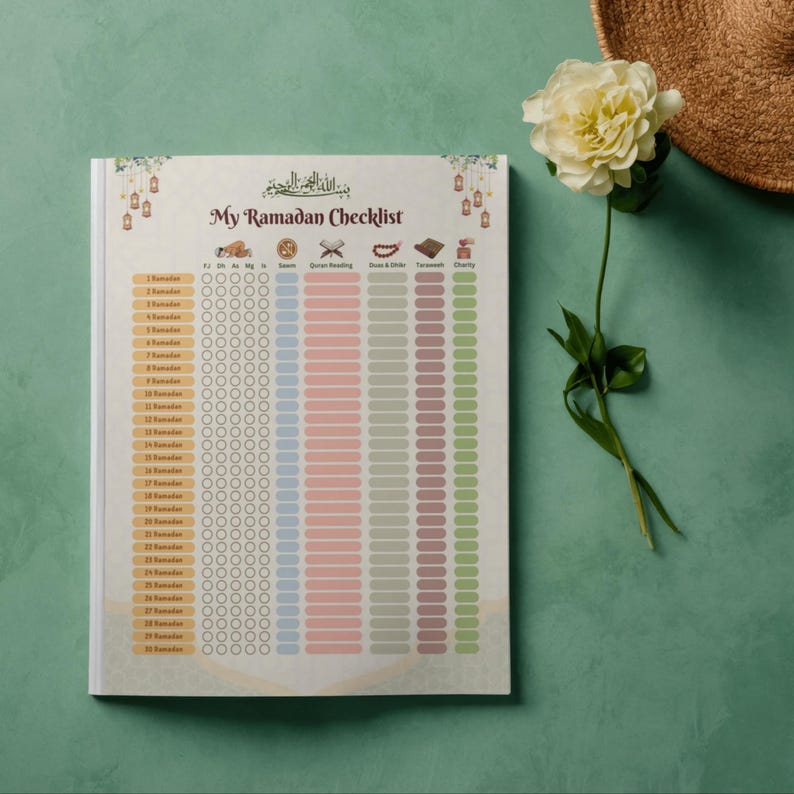 Ramadan Checklist & Planner | Islamic Daily Prayer, Quran Tracker ...