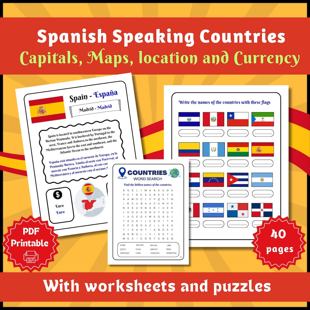 Spanish Speaking Countries | English - Spanish | Capitals, Maps ...
