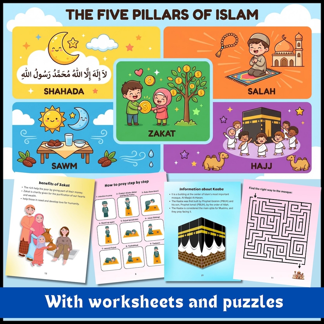 Five Pillars of Islam Activity Book for Kids – Simple Explanation With ...