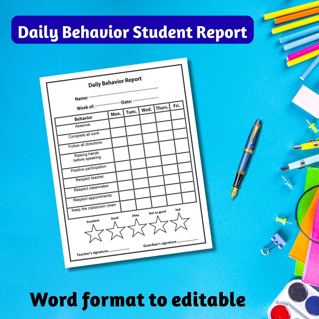 Editable Daily Student Progress & Reflection Form | Classroom Printable ...