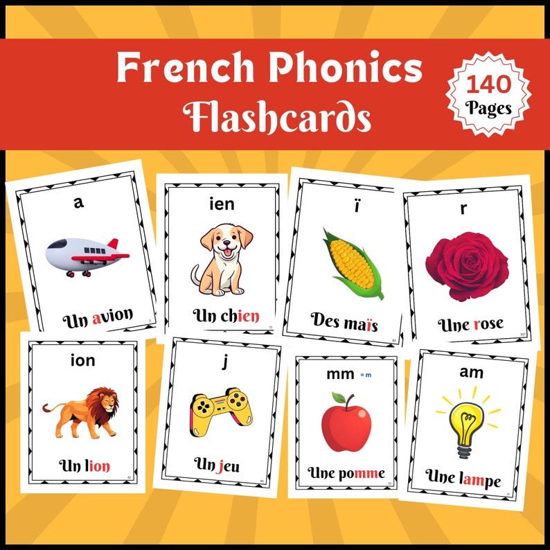French Phonics Flashcards for Kids – Printable Learning Cards - Les ...