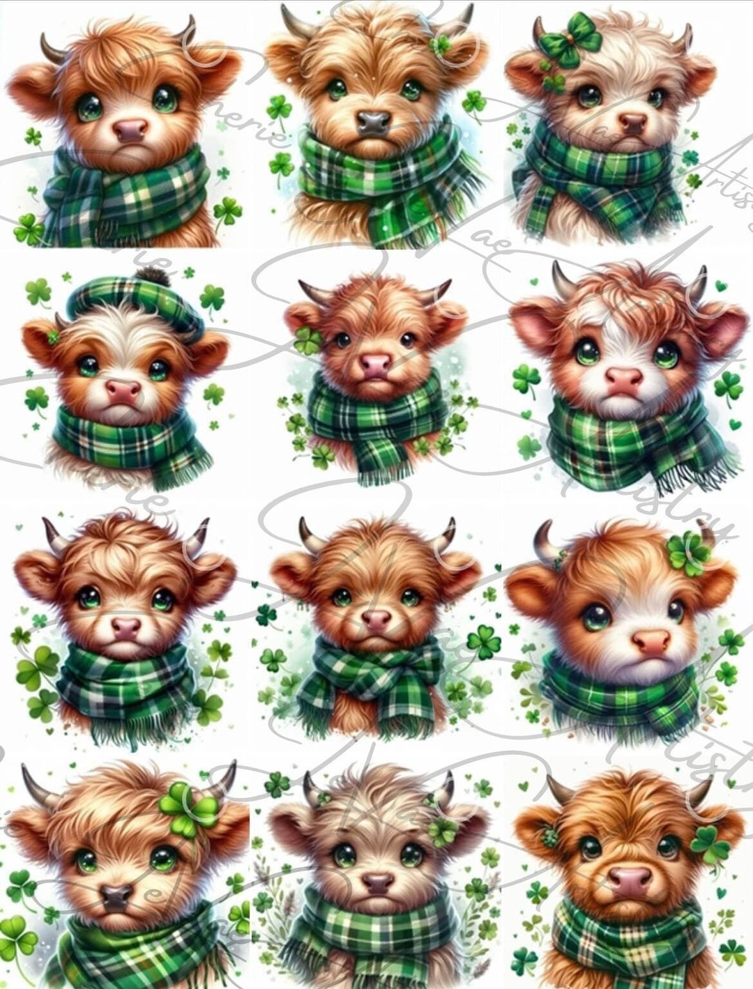 St. Patrick’s Day Highland Cows 12 Images - Etsy