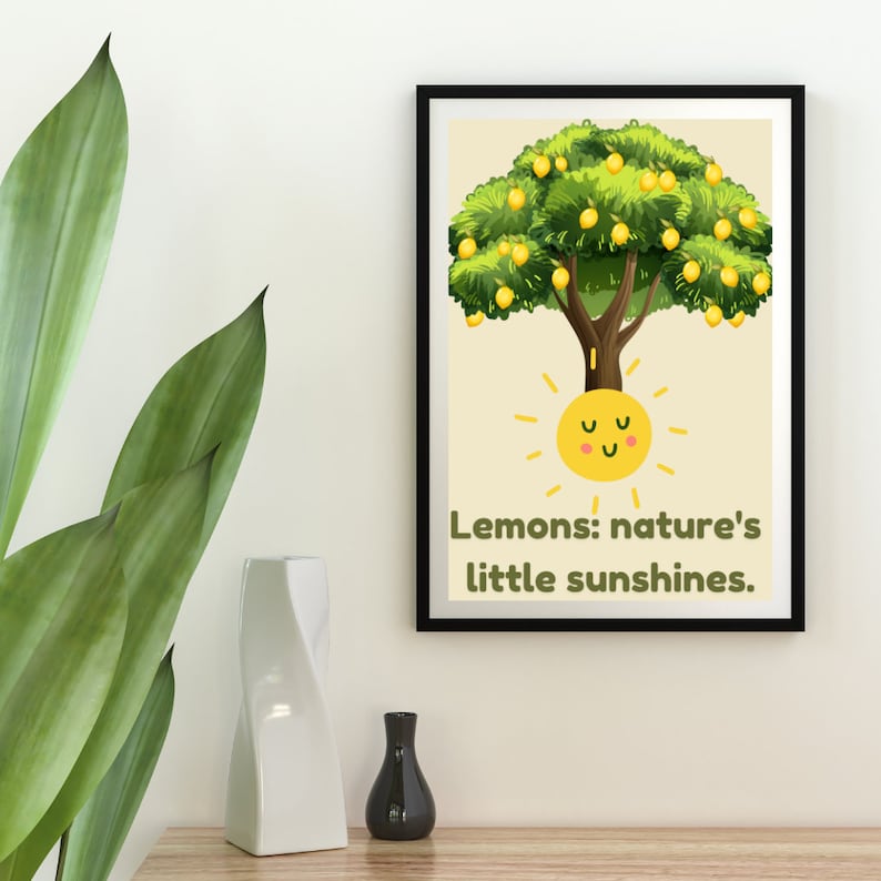 Lemon Wall Art, Lemon Tree, Lemon Tree Wall Art, Lemon Decor, Flower ...