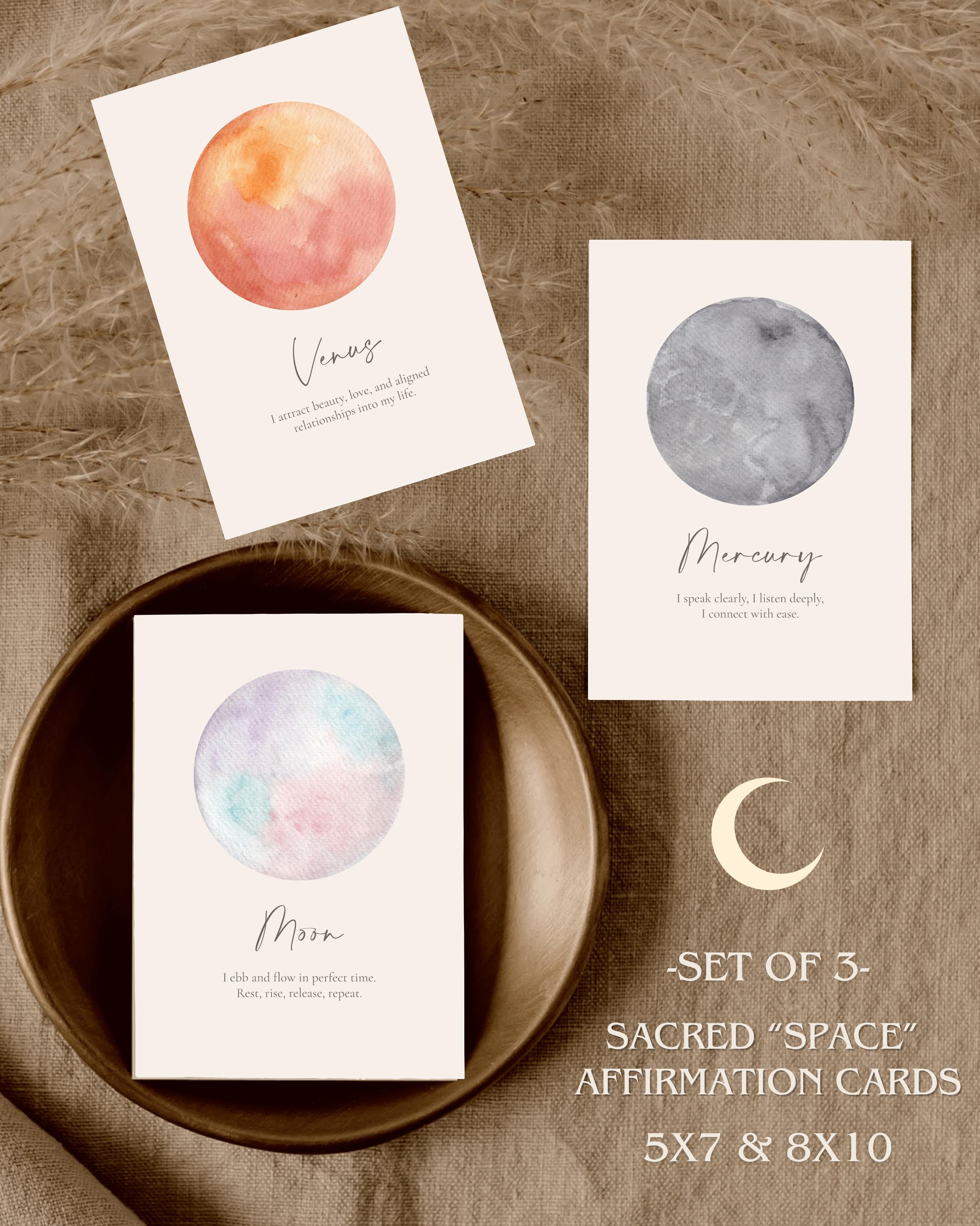 Watercolor Planet Affirmation Prints: Celestial Spiritual Decor (bundle ...