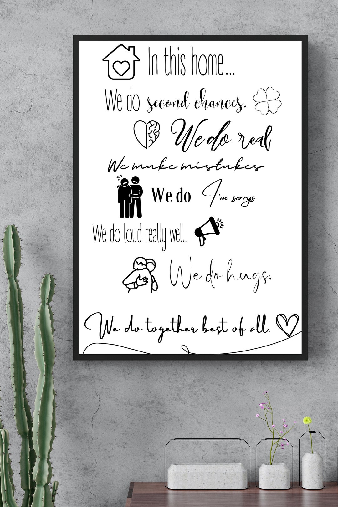 Inspirational Family Values Digital Wall Art - Heartwarming Quotes With ...