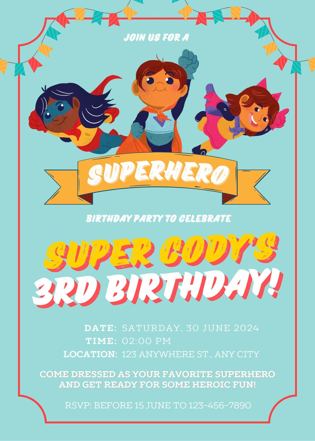 Superhero Invitation Card - Etsy