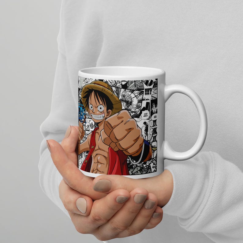 Monkey D. Luffy Mug White Glossy Coffee Cup for Anime Fans Unique Gift ...