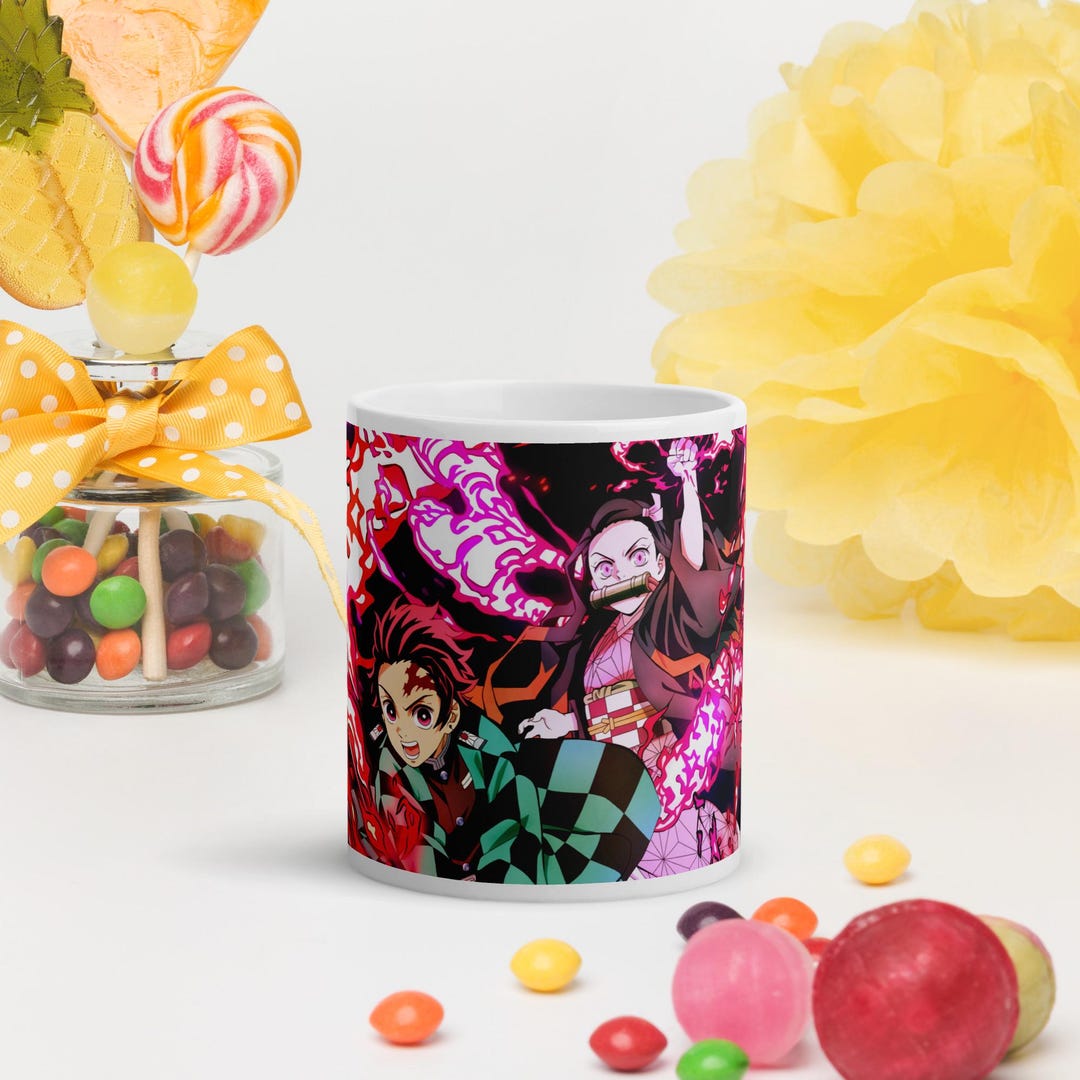 Tanjiro and Nezuko White Glossy Mug | Unique Demon Slayer Coffee Cup ...