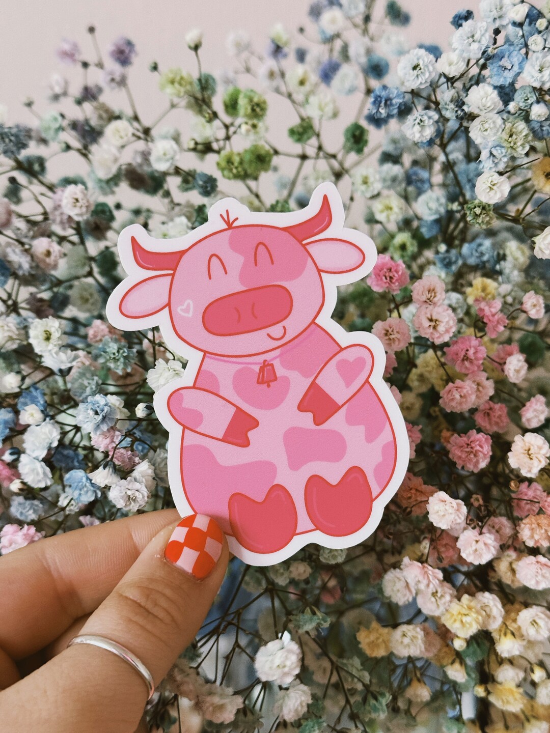 Pink Cow Sticker - Etsy