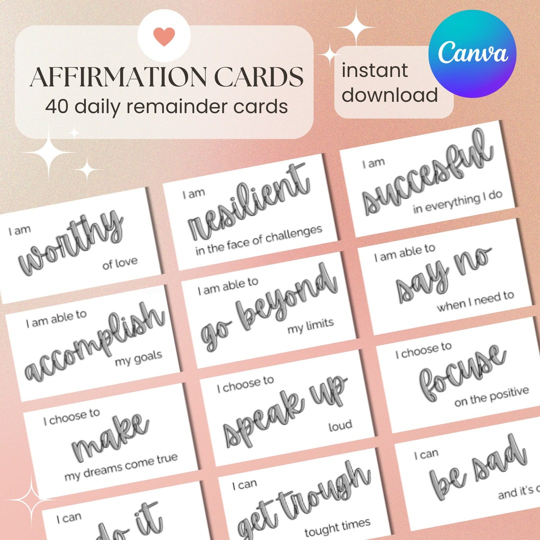 40 Affirmation Cards Digital, Read Daily and Boost Your Mind, Positive ...