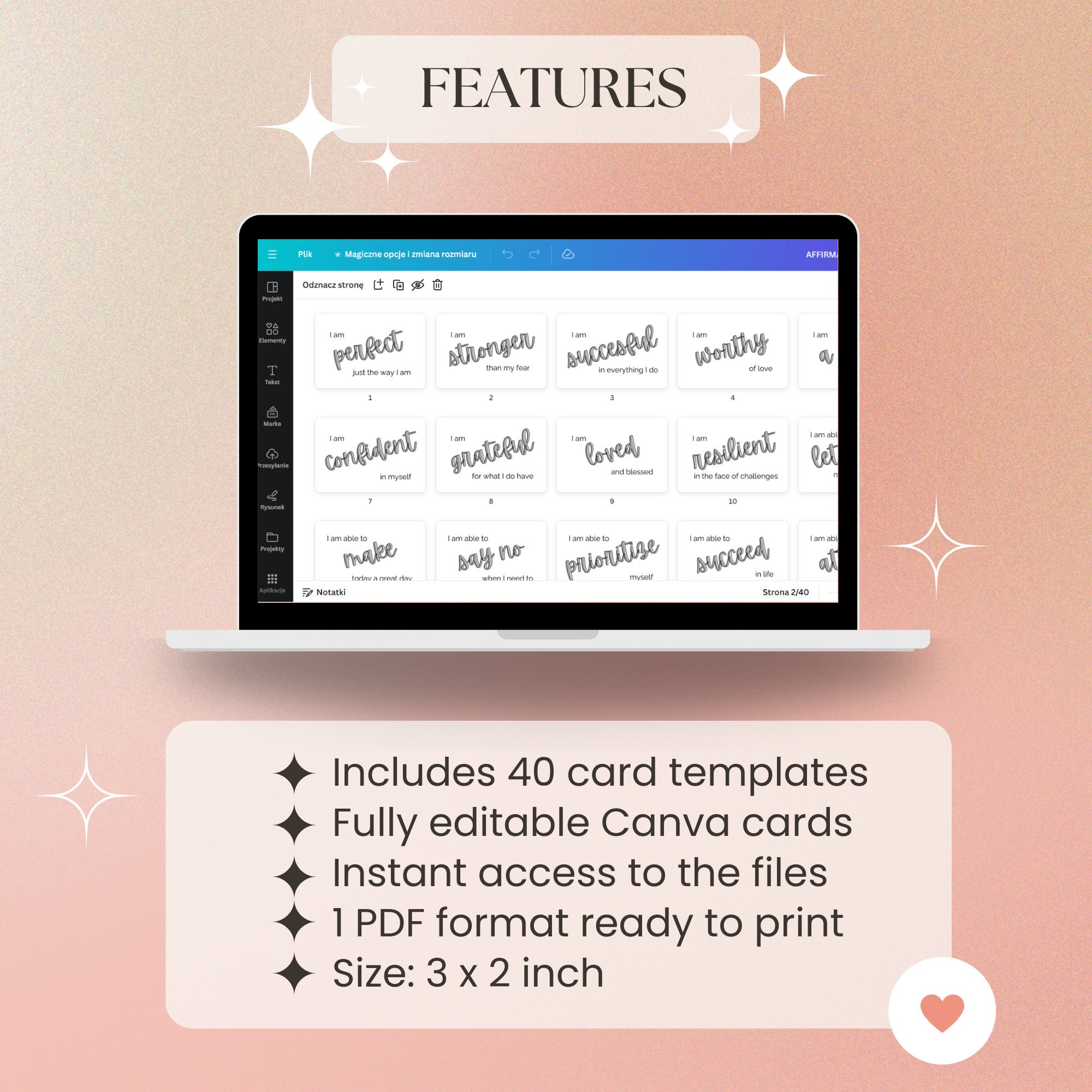 40 Affirmation Cards Digital, Read Daily and Boost Your Mind, Positive ...