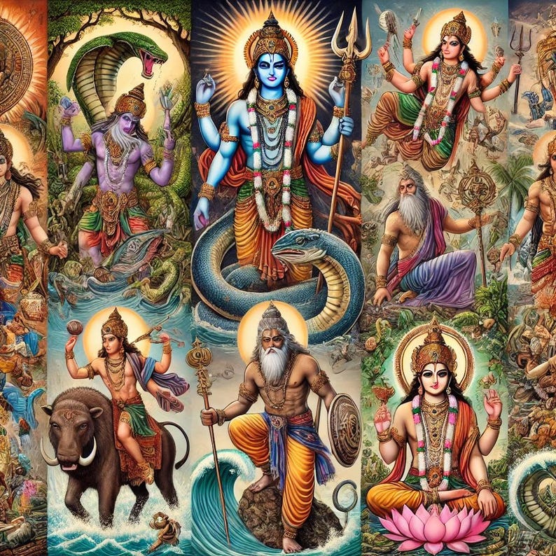 Vishnu Avatar Coloring Pages | Hindu Mythology Printable Art ...