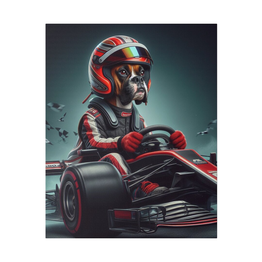 Racing Car Boxer Dog Matte Canvas - Etsy
