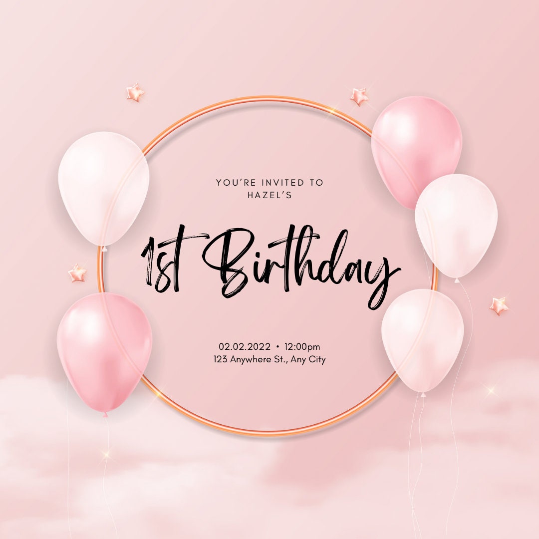 Digital Custom Birthday Party Invitation Printable Template Instant ...