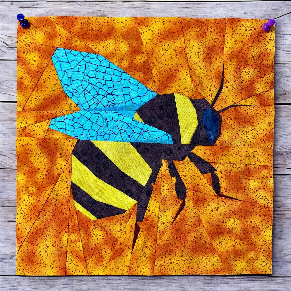 8” 10" 12" FPP Bumble Bee Quilt Block Pattern: Foundation Paper Piecing ...