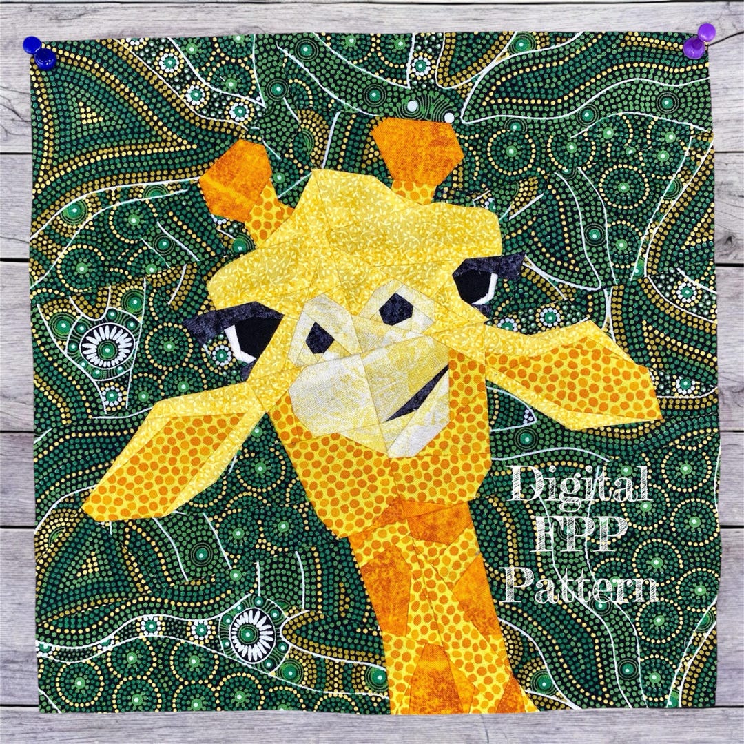 10" & 12" FPP Goofy Giraffe Quilt Block Pattern: Foundation Paper ...