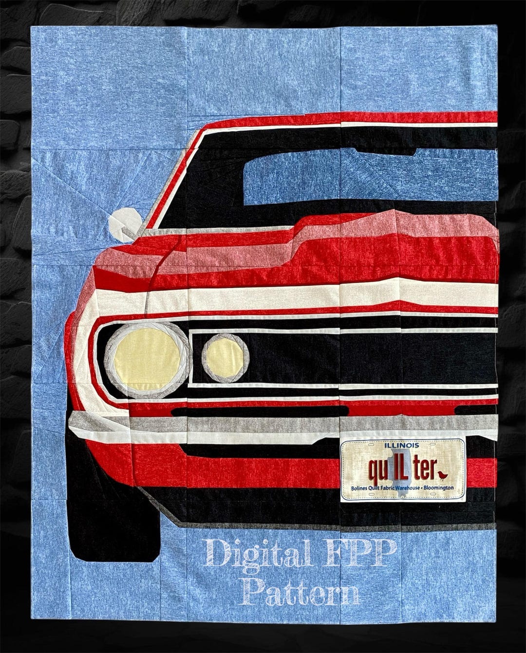 28”x36” FPP Classic Muscle Car Quilt Pattern: Foundation Paper Piecing ...