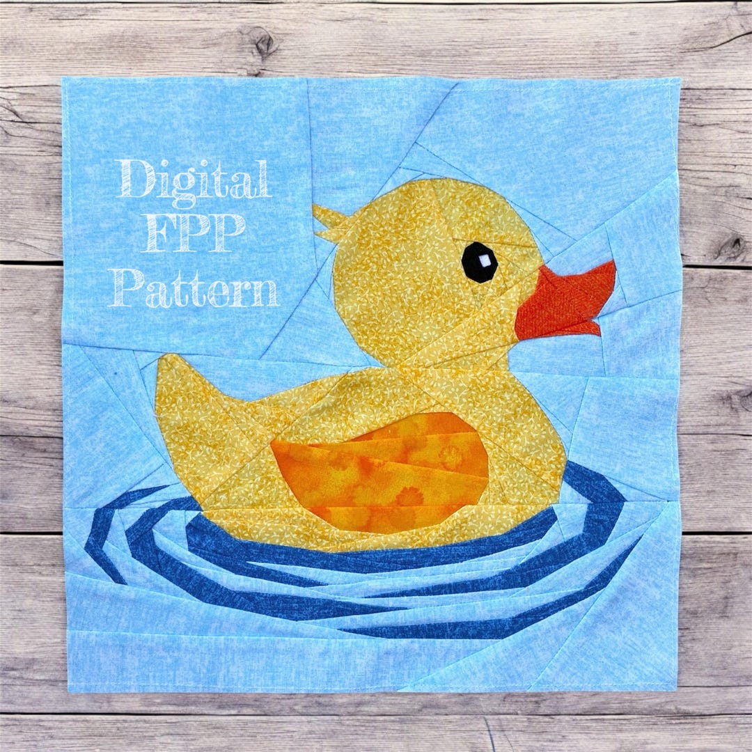 12" & 18" FPP Rubber Ducky Quilt Block Mini Quilt Pattern: Foundation ...