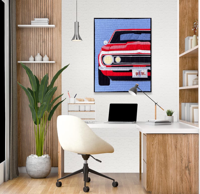 PDF 28”x36” Classic Muscle Car FPP Art Quilt Pattern for Row by Row ...