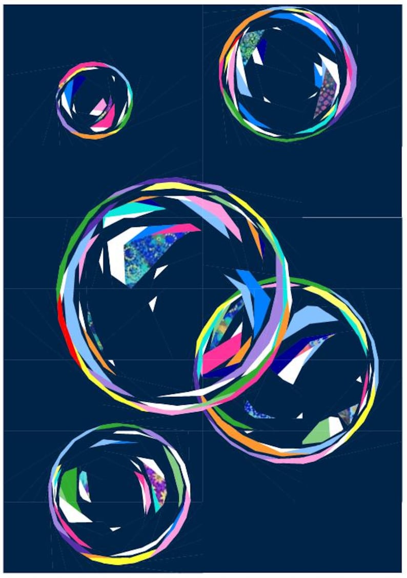 40"x57" FPP Patchwork Bubbles Quilt Pattern: Foundation Paper Piecing ...