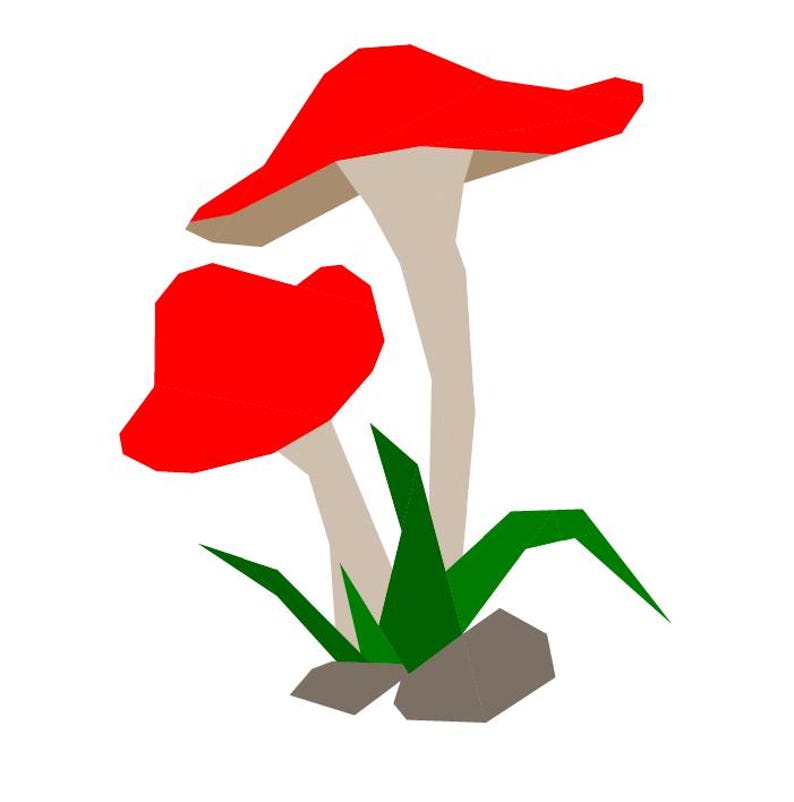 PDF 8" 10" 12" Redcap Shrooms FPP Quilt Block Pattern Foundation Paper ...