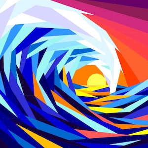 PDF 30" & 20" Square Ocean Sunset FPP Quilt Pattern Wall Hanging ...