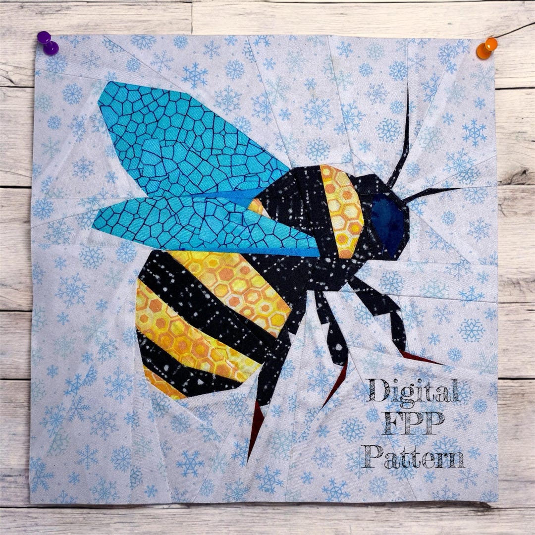8” 10" 12" FPP Bumble Bee Quilt Block Pattern: Foundation Paper Piecing ...