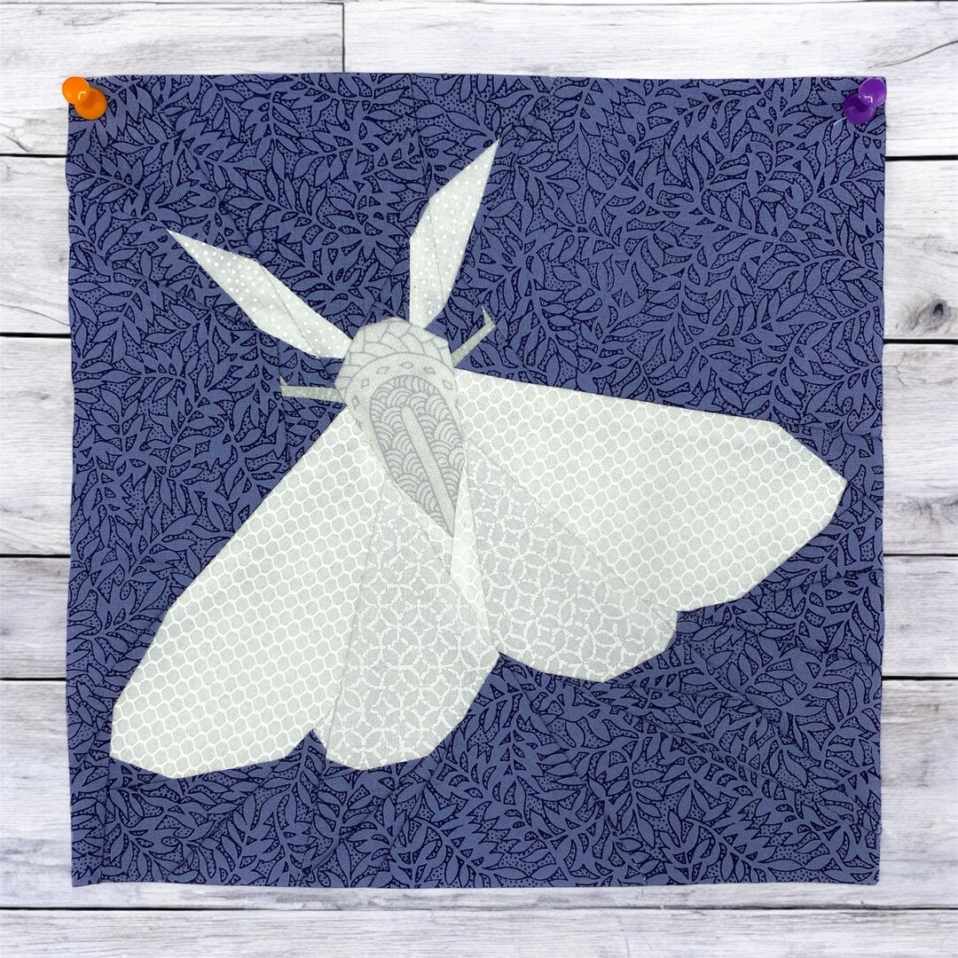 PDF 8” 10" 12" Square White Moth FPP Quilt Block Pattern Foundation ...