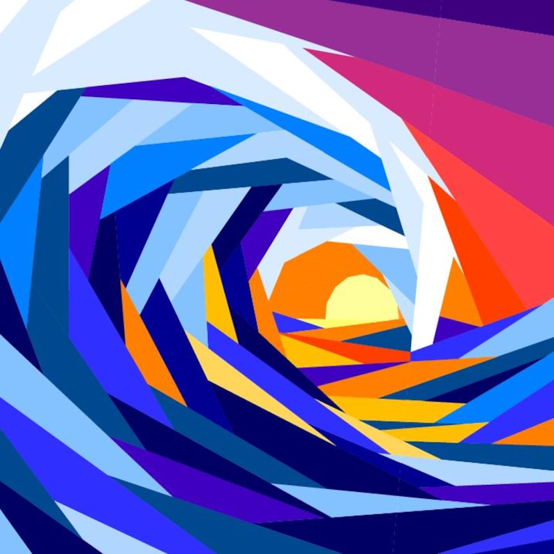 12” Square FPP Ocean Sunset Quilt Block Mini Quilt Pattern: Foundation ...