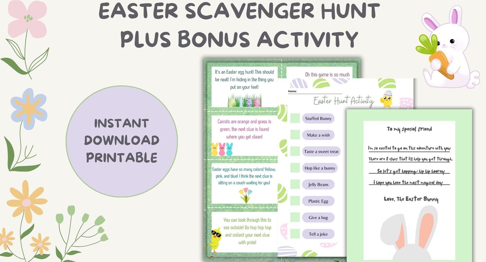 Easter Scavenger Hunt for Kids, Indoor Outdoor Bonus Activity, Easter ...