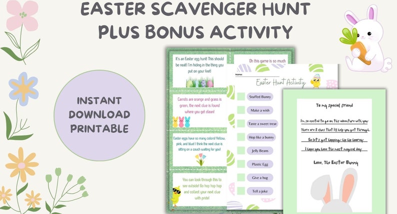 Easter Scavenger Hunt for Kids, Indoor Outdoor Bonus Activity, Easter ...