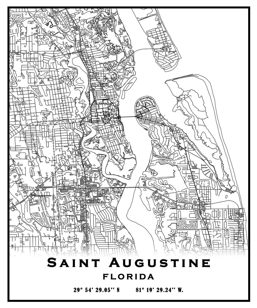 Saint Augustine Florida Map - Etsy Saint Augustine Florida Map - Etsy