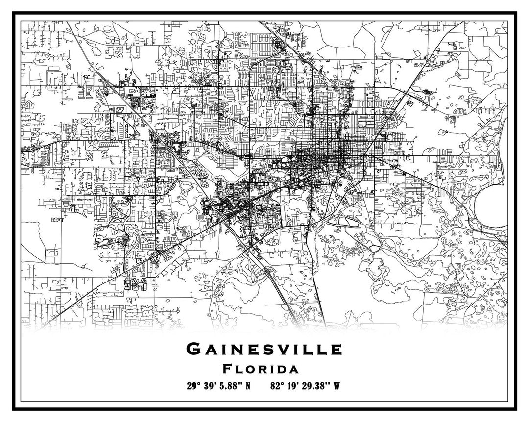 Gainesville Florida Map - Etsy