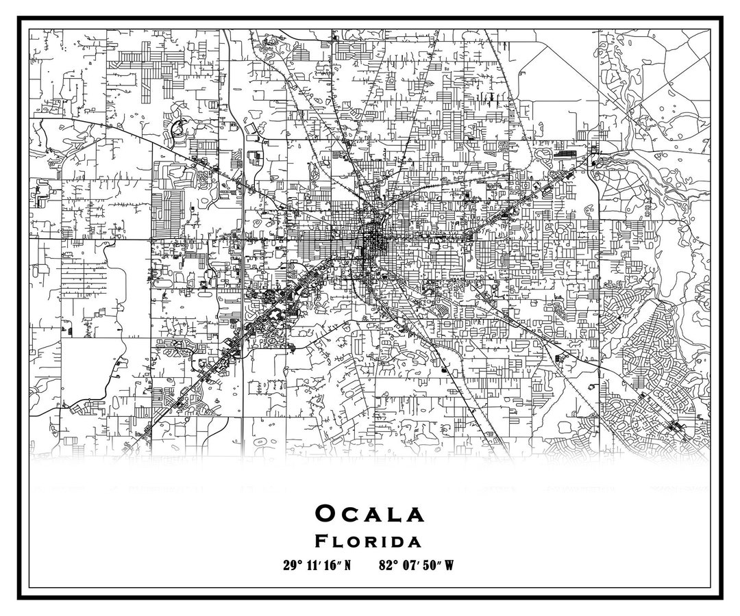 Ocala Florida Map - Etsy