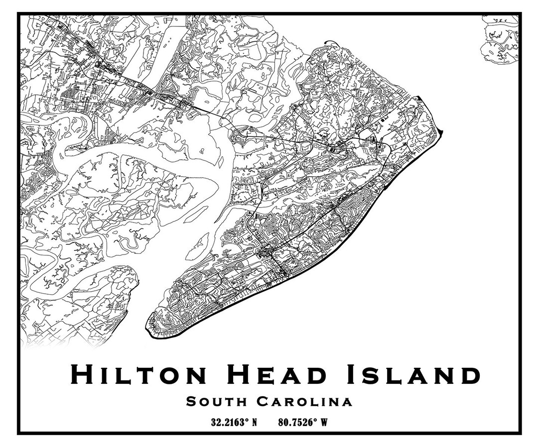 Hilton Head Island South Carolina Map - Etsy