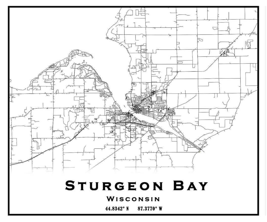 Sturgeon Bay Wisconsin Map - Etsy