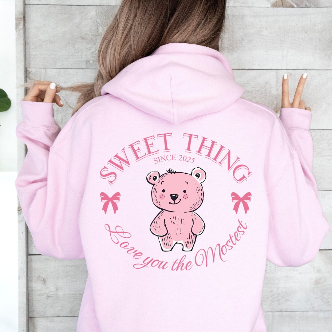 Cutecore Bear Hoodie, Sweet Thing Design Sweatshirt, Girly Aesthetic ...