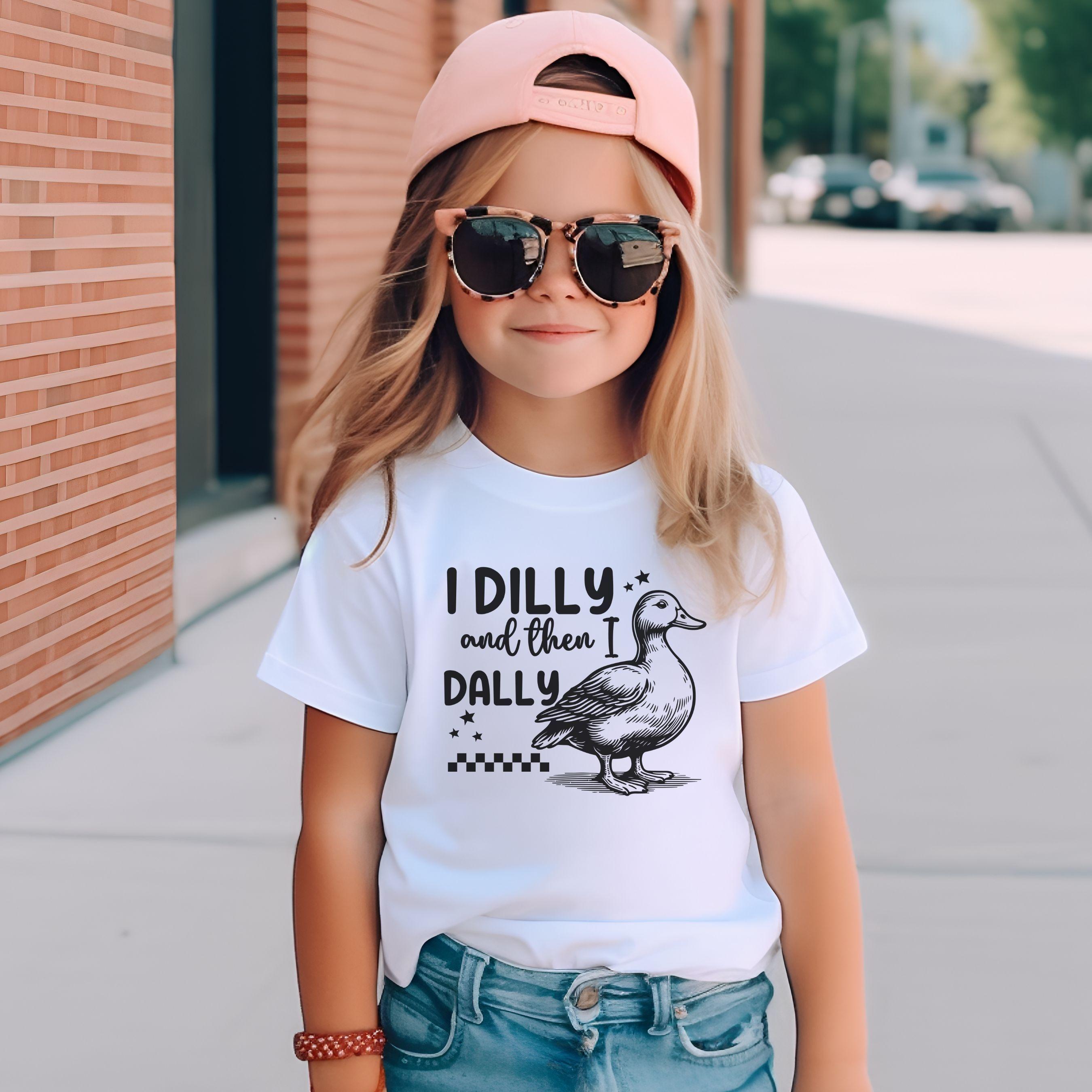 I Dilly and Then I Dally Kids Shirt, Retro Duck Youth T-shirt, Funny ...